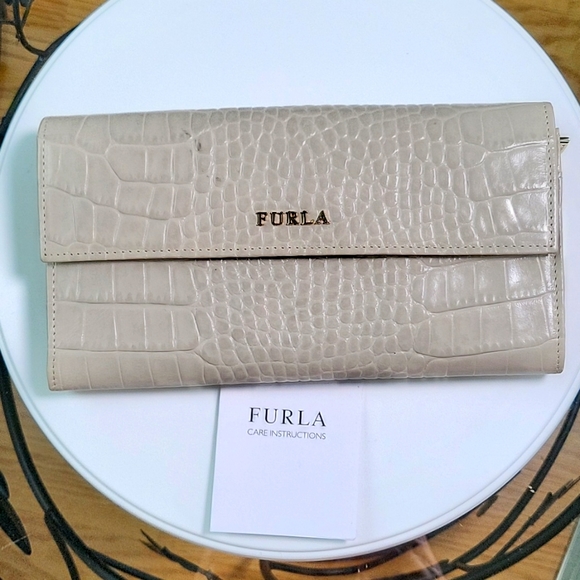 Furla | Bags | Furla Embossed Croc Long Wallet | Poshmark